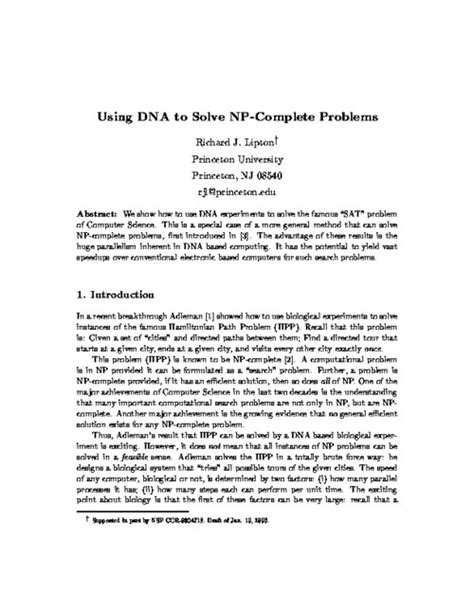 Using Dna To Solve Np Complete Problems [pdf] Hackernews Udocz