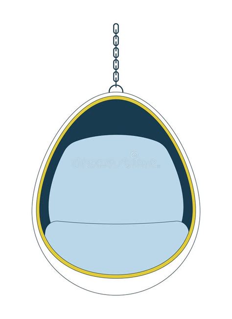 Hanging Egg Chair Flat Line Color Isolated Vector Object Stock Vector Illustration Of House