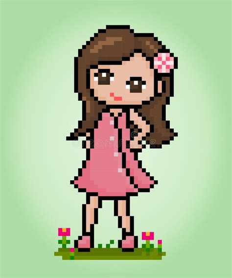 8 Bit Pixel Of The Cute Girl Cartoon Women In Vector Stock Vector Illustration Of Cartoon