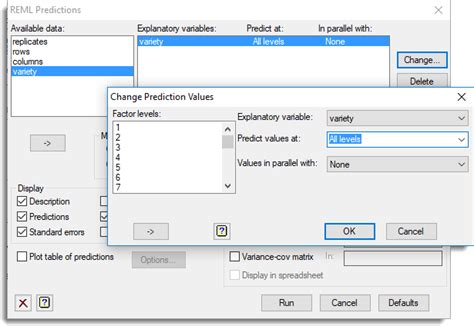 Change Prediction Values Genstat V