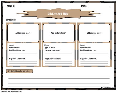 Heroes Character Traits Worksheet Storyboard Por Templates