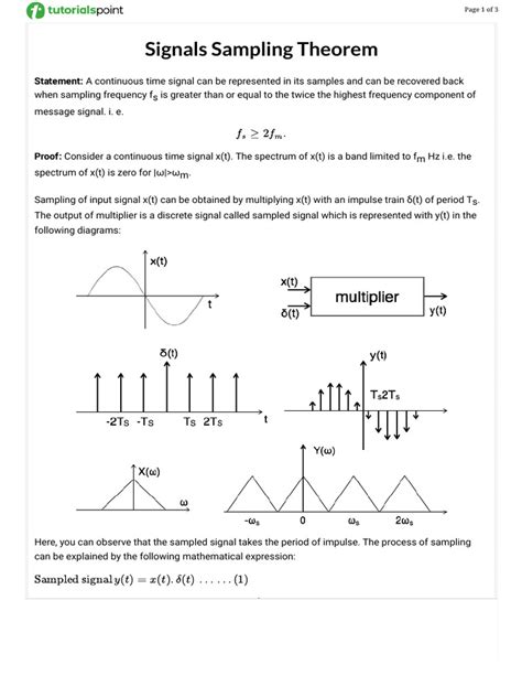 Signals Sampling Theorem Pdf Spectral Density Electrical Engineering