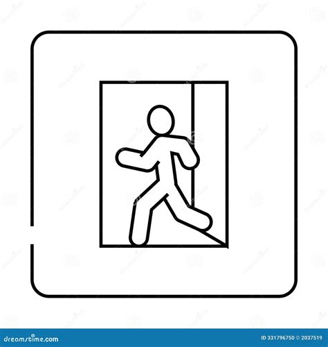 Emergency Exit Safety Line Icon Vector Illustration Stock Vector Illustration Of Building