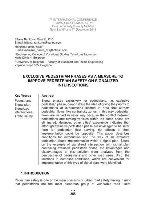Pdf Exclusive Pedestrian Phases As A Measure To Improve Pedestrian