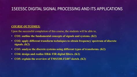 Digital Signal Processing And Its Applications Syllabus And Introduction