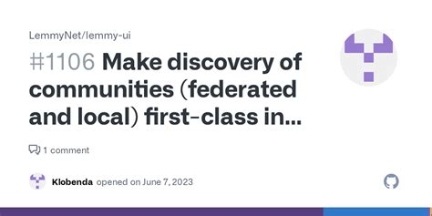 Make Discovery Of Communities Federated And Local First Class In User