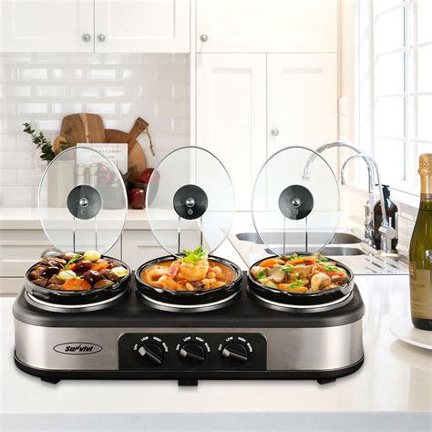 Electric 3x15 Quart Triple Slow Cooker Buffet Server Food Warmer Crock Pot Ebay