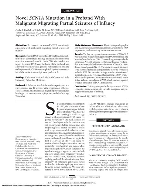 Pdf Novel Scn1a Mutation In A Proband With Malignant Migrating Partial Seizures Of Infancy Pdf Novel Scn1a Mutation In A Proband With Malignant Migrating Partial Seizures Of Infancy