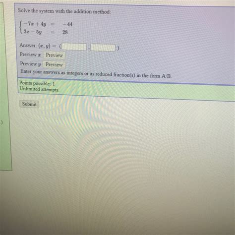 Solved Solve The System With The Addition Method Answer Chegg Com