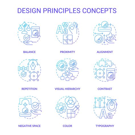 Design Principles Blue Gradient Concept Icons Set By Bsd Studio