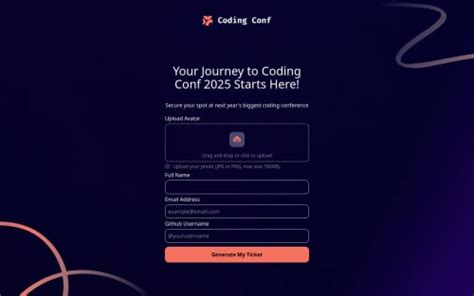 Frontend Mentor Conference Ticket Generator Main Coding Challenge Solution