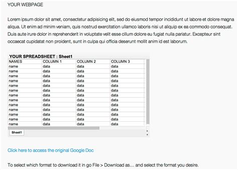 How To Embed A Live Google Docs Spreadsheet Into A Webpage BDNYC