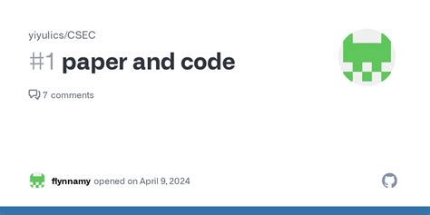 Paper And Code · Issue 1 · Yiyulicscsec · Github