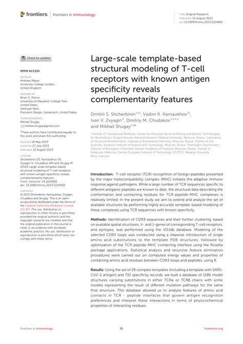 Pdf Large Scale Template Based Structural Modeling Of T Cell