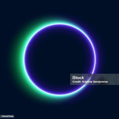 보라색과 녹색 네온 서클 어두운 배경에 고립 된 프레임 벡터 일러스트 레이 션 0명에 대한 스톡 벡터 아트 및 기타 이미지 0명 개념 개념과 주제 Istock