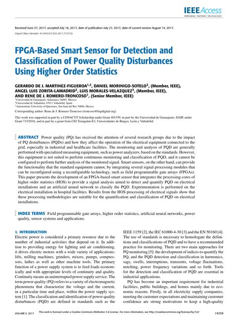 Pdf Fpga Based Smart Sensor For Detection And Classification Of Power