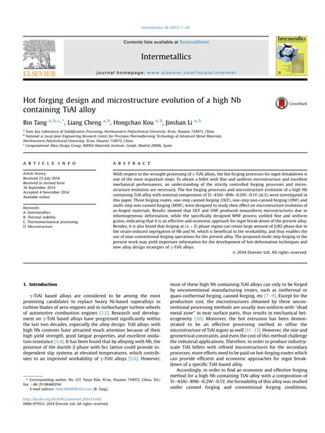 Pdf Hot Forging Design And Microstructure Evolution Of A High Nb