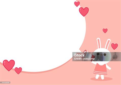 카와이 토끼와 발렌타인 데이 카드 토끼 만화 벡터 컬렉션입니다 발렌타인 데이 라벨 텍스트를위한 여유 공간 복사 공간 2022년에 대한 스톡 벡터 아트 및 기타 이미지