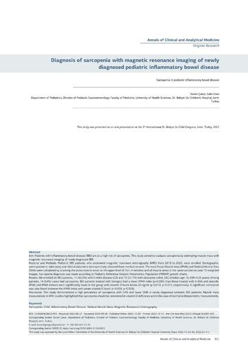 Diagnosis Of Sarcopenia With Magnetic Resonance Imaging Of Newly Diagnosed Pediatric