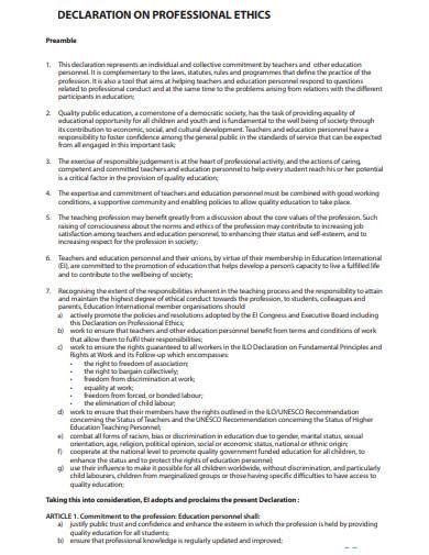 Free 10 Professional Ethics Samples In Pdf Ms Word