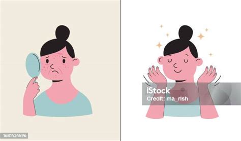 귀여운 소녀들과 함께하는 스킨케어 루틴 삽화 크림 로션 마스크 아이 크림 및 자외선 차단제 병 건강관리와 의술에 대한 스톡 벡터 아트 및 기타 이미지 Istock