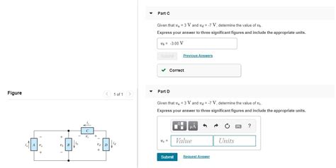 Solved Part C Given That Va 3 V And Va 7 V Determine Chegg Com