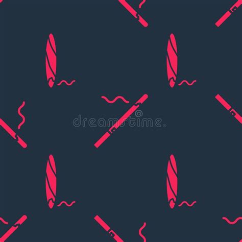 Set Cigar With Smoke And Cigarette On Seamless Pattern Vector Stock Vector Illustration Of