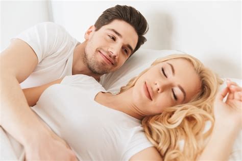 Premium Photo Man His Near Wife Lies In Bed Sleeping