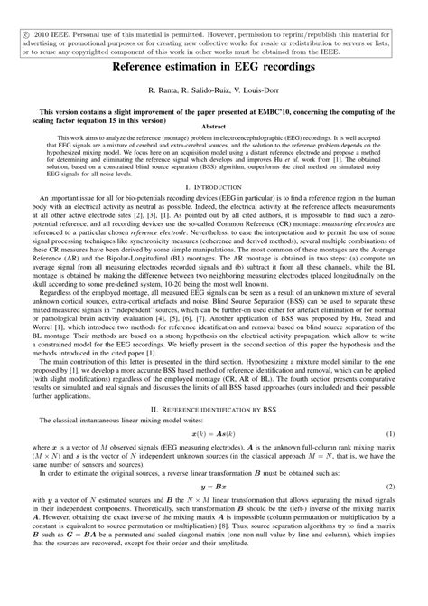 Pdf Reference Estimation In Eeg Recordings