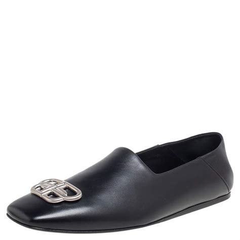 Balenciaga Black Leather Bb Slip On Loafers Size 43 Balenciaga Tlc