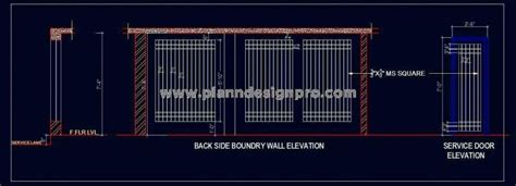 Boundary Wall Design With Elevation And Section Free Dwg