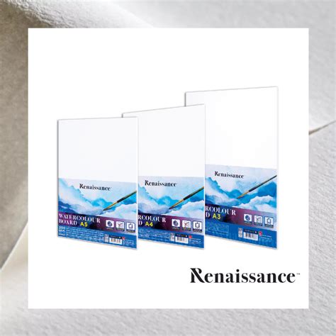 Renaissance เรนาซองซ์ บอร์ดกระดาษสีน้ำ กระดาษร้อยปอนด์ 200g ผิวหยาบ ขนาด A3 A4 A5 จำนวน 1