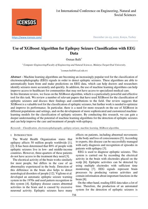 Pdf Use Of Xgboost Algorithm For Epilepsy Seizure Classification With Eeg Data