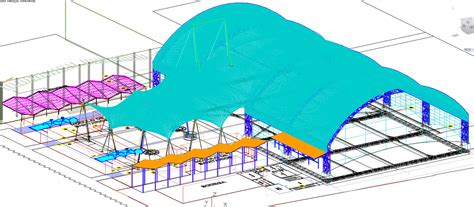 Curved Roof 3d Wireframe And Warehouse Dwg Autocad Drawing