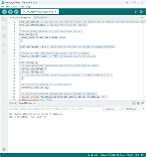 将静态 ip 地址与 w5100s evb pico 板和 arduino ide 结合使用 arduino ipaddress csdn博客