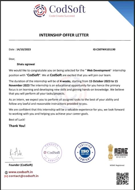 Shalu Agrawal On Linkedin Codsoft Codsoft Codsoft Intern