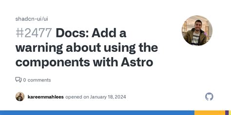 Docs Add A Warning About Using The Components With Astro · Issue 2477