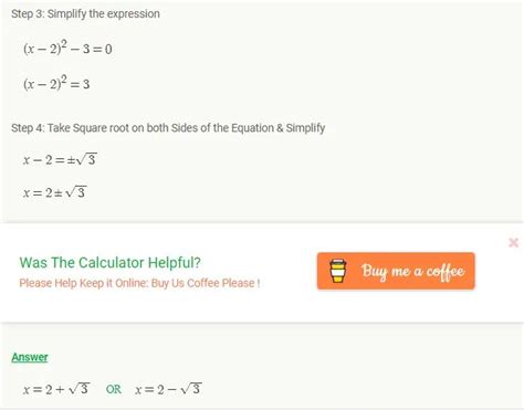 Solving Quadratic Equations By Completing The Square Roots Calculator
