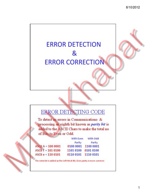 Parity Bit Error Detection And Correction Pdf