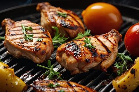 Premium Photo Modern Plating Of Grilled Chicken