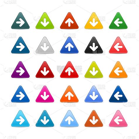 25 三角 Web 按钮箭头符号。彩色缎面光滑图标,带上白色的阴影 25 三角 Web 按钮箭头符号。彩色缎面光滑图标,带上白色的阴影