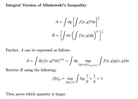 Integral Version Of Minkowskis Inequality