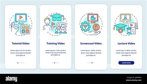 Microlearning Video Types Onboarding Mobile App Screen Stock Vector Image And Art Alamy