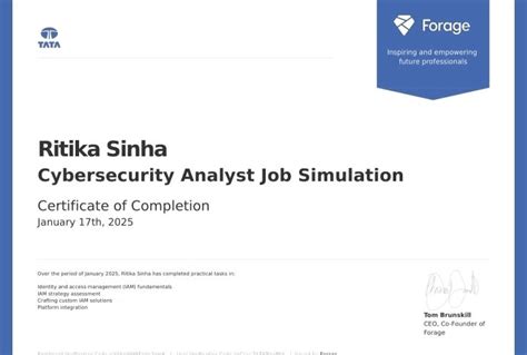 Ritika Sinha On Linkedin Cybersecurity Certification Tatagroup Forage Lifelonglearning