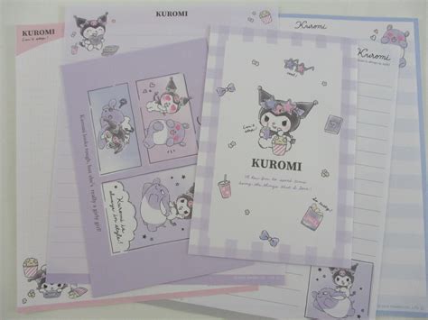Cute Kawaii Sanrio Kuromi Letter Sets Writing Paper Envelope Station