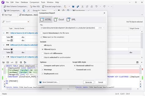 Generate Comparison Reports