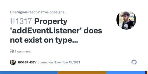 Property Addeventlistener Does Not Exist On Type Onesignal · Issue