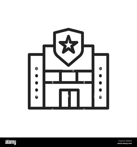 Police Building Color Line Icon Isolated Vector Element Outline Pictogram For Web Page Mobile