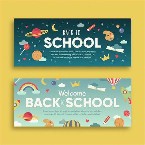 학교 배너 디자인으로 돌아 가기 프리미엄 벡터