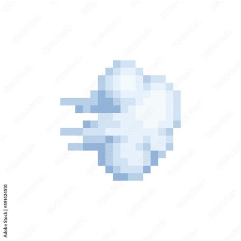Dashing Away Pixel Art Icon Emoji Сloud Sign 8 Bit Game Assets